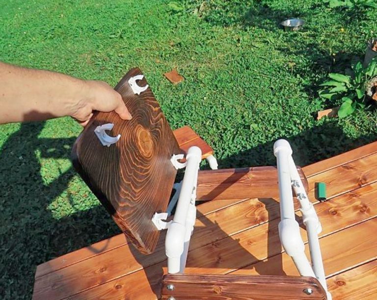 Folding Stool Made Of Board And Polypropylene Pipes