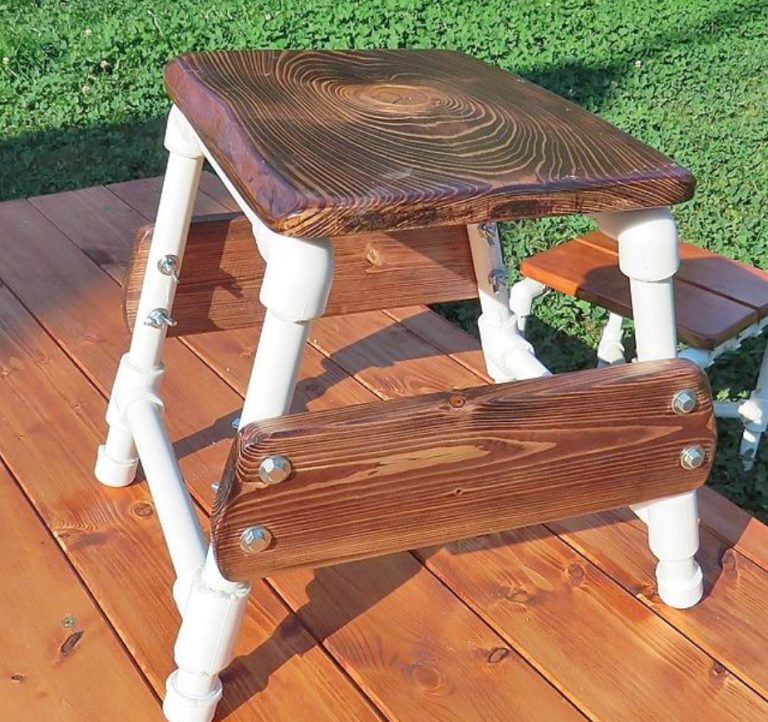 Folding Stool Made Of Board And Polypropylene Pipes