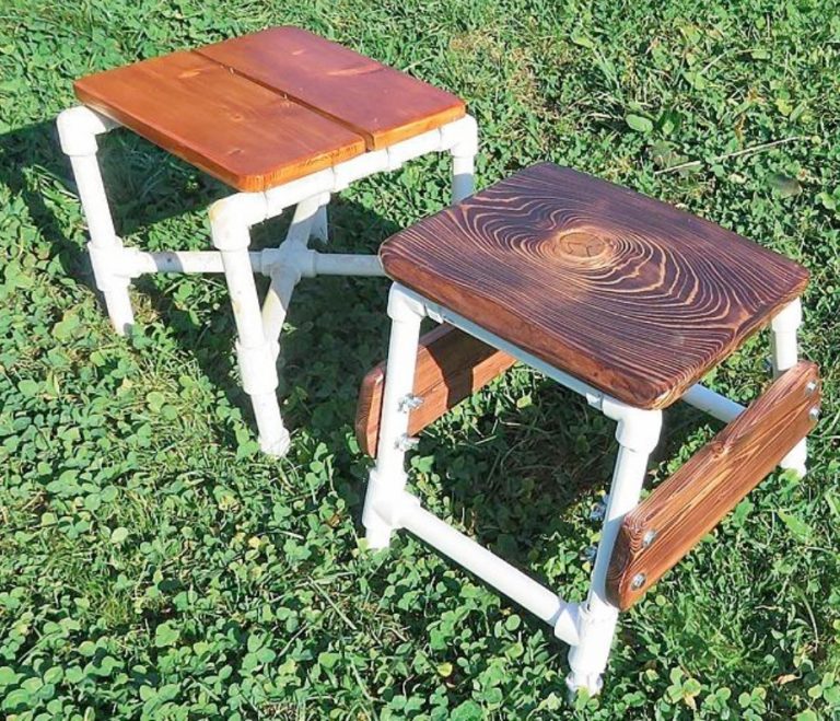 Folding Stool Made Of Board And Polypropylene Pipes